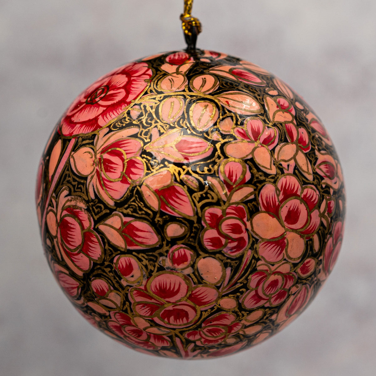 3" Pink Russian Floral Paper Mache Christmas Bauble – Bollywood Christmas