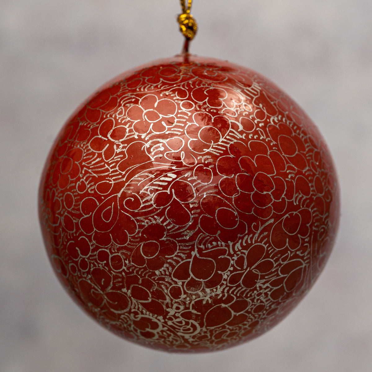 3" Rust Pebble Design Paper Mache Christmas Bauble - Hanging Ornament ...