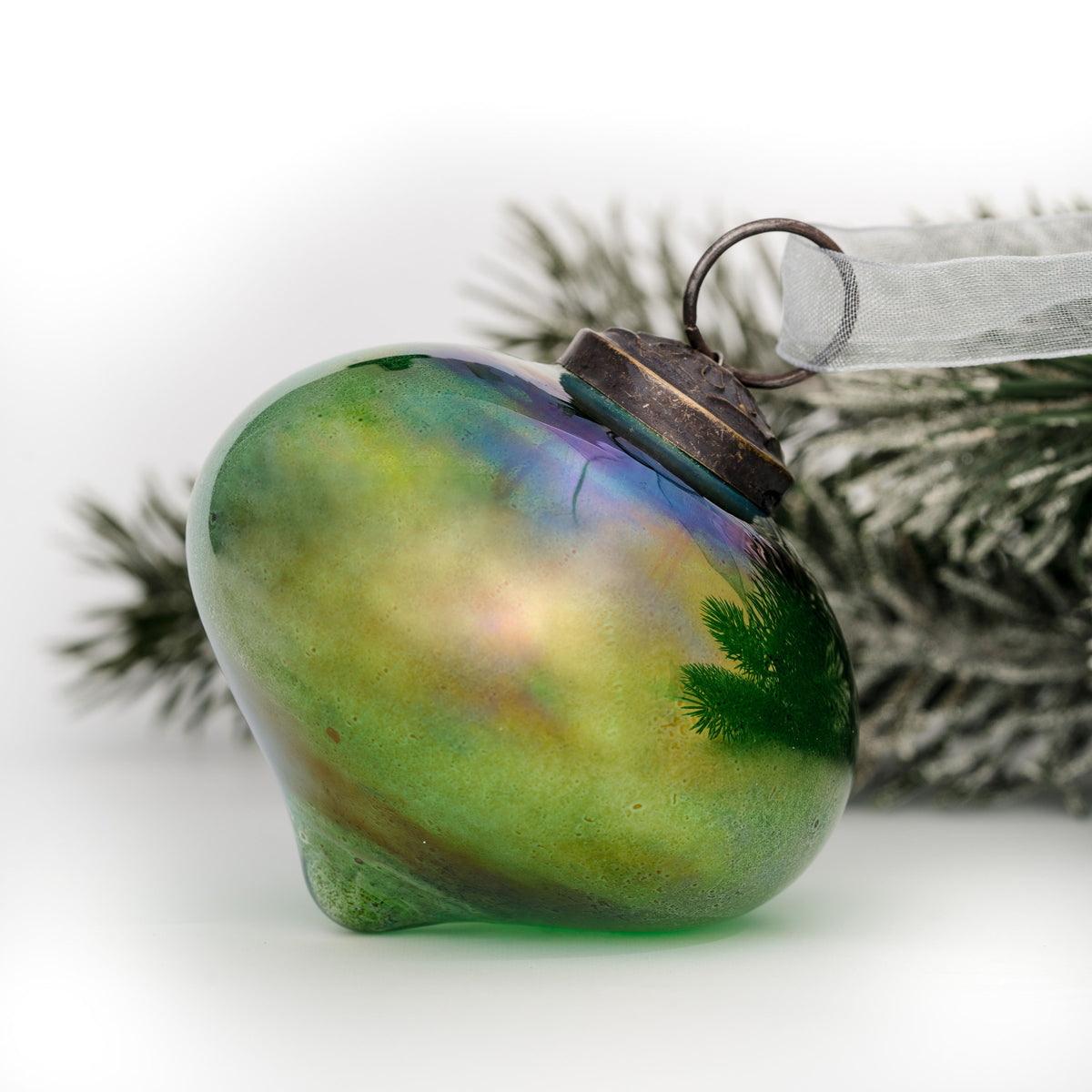 3" Large Emerald Luster Lantern Glass Ornament Christmas Tree ...